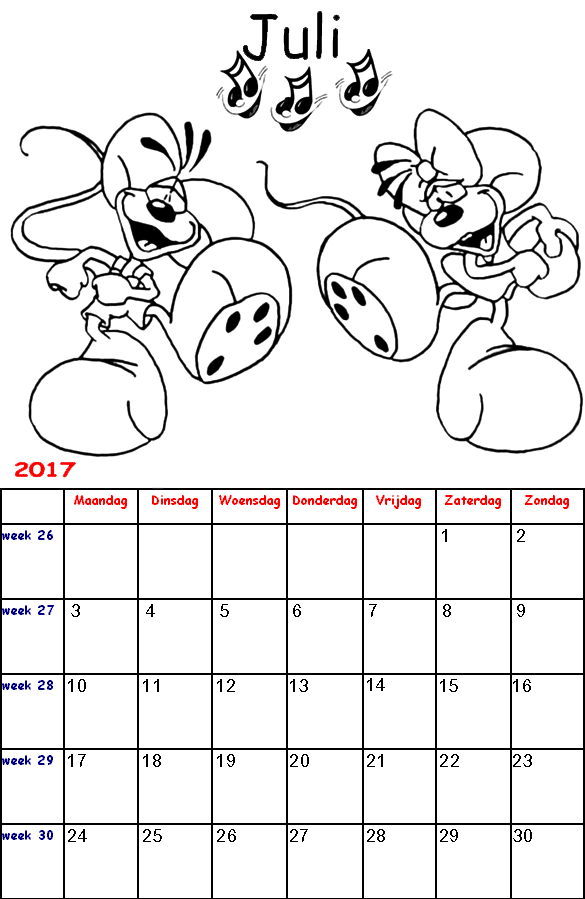 Diddl Kalender kleurplaten